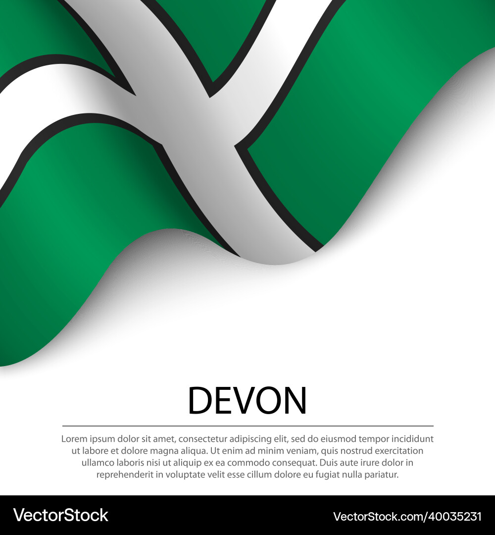 Waving flag of devon is a county england Vector Image
