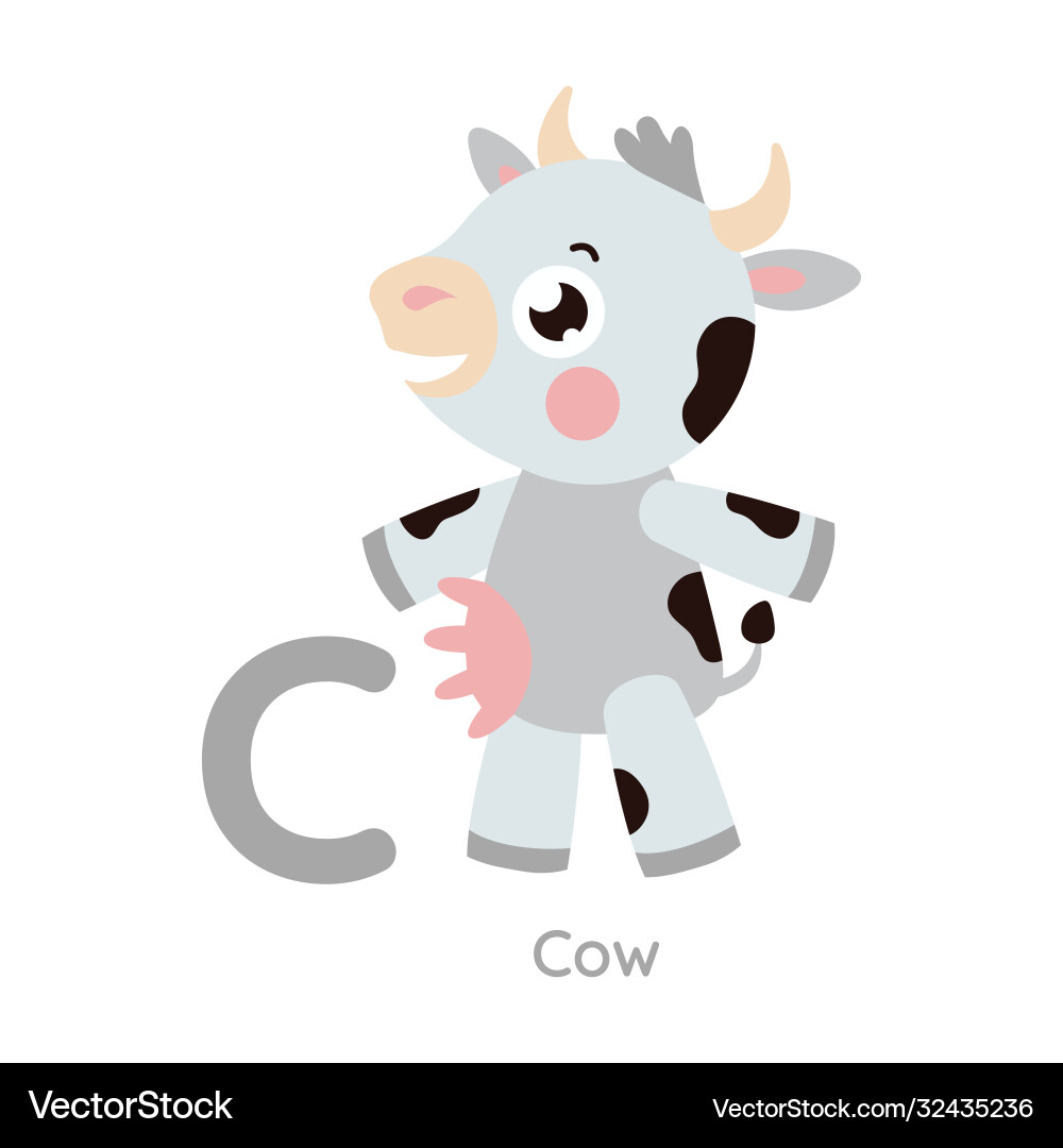 Alphabet letter c cow Royalty Free Vector Image