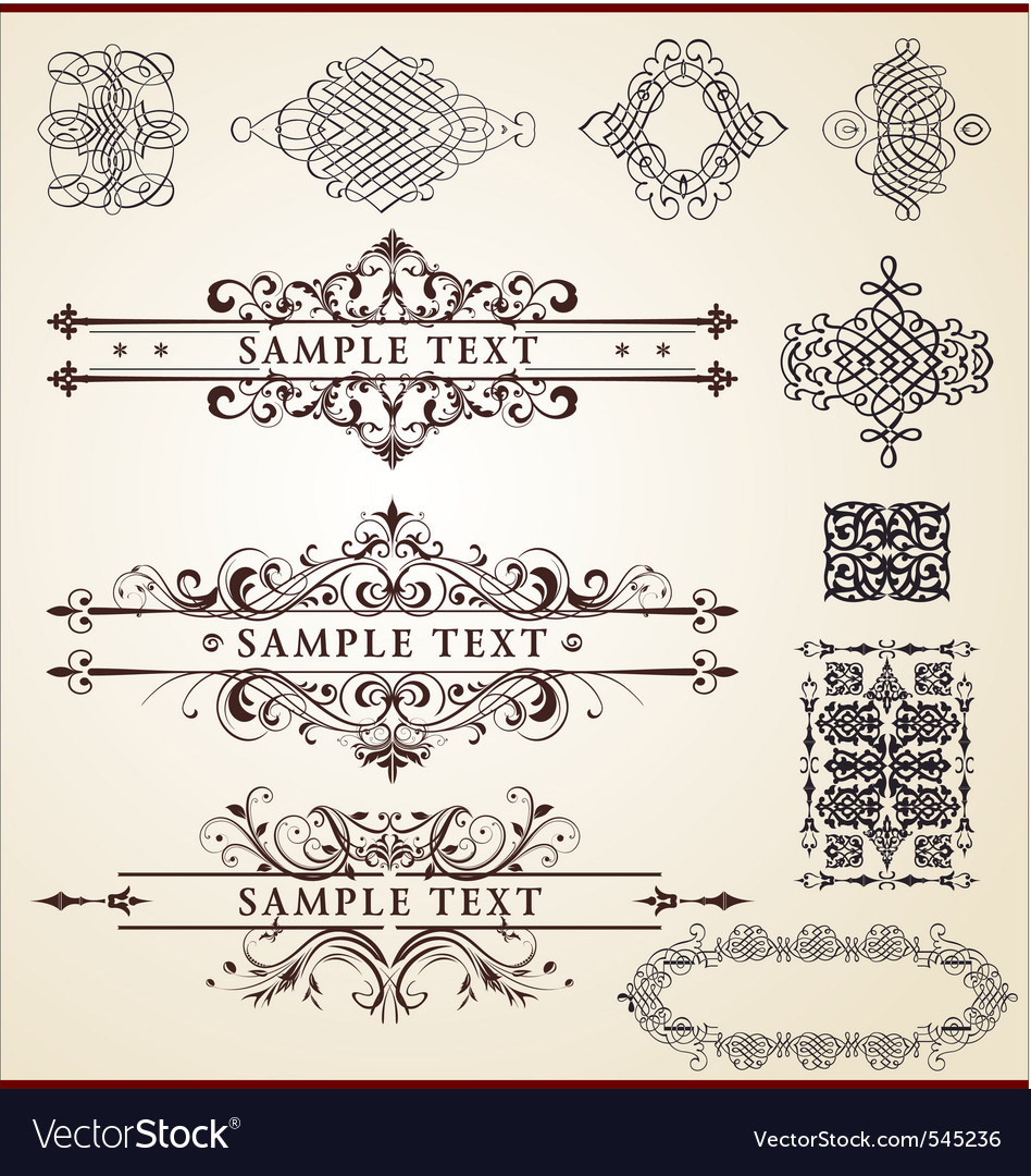 Calligraphic design set Royalty Free Vector Image