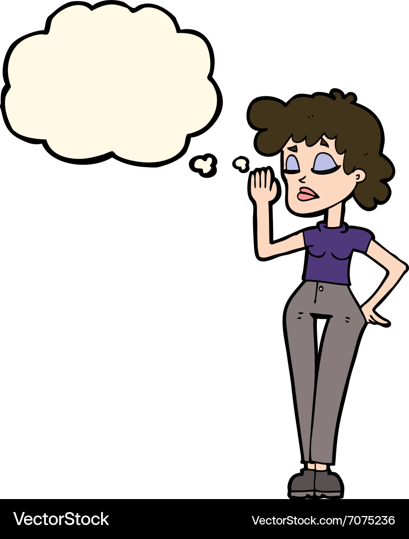 Cartoon woman ignoring with thought bubble Vector Image