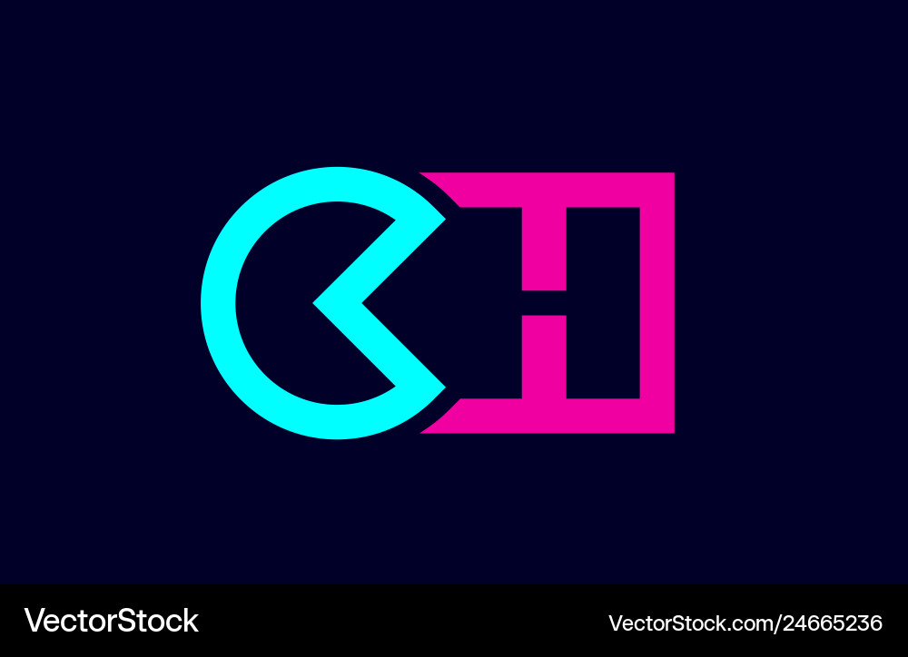 Ch c h blue pink colorful alphabet Royalty Free Vector Image