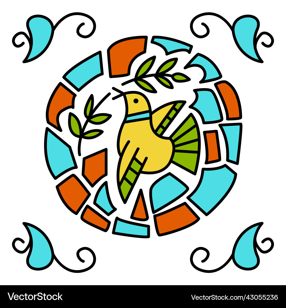 Colorful dove ornament design Royalty Free Vector Image