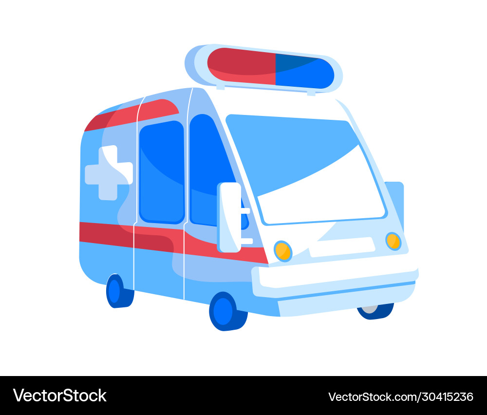 Emergency ambulance van with red and blue Vector Image