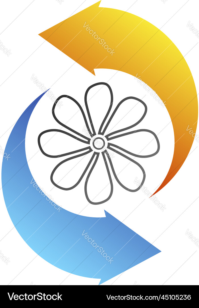 Fan and red blue arrows symbol Royalty Free Vector Image