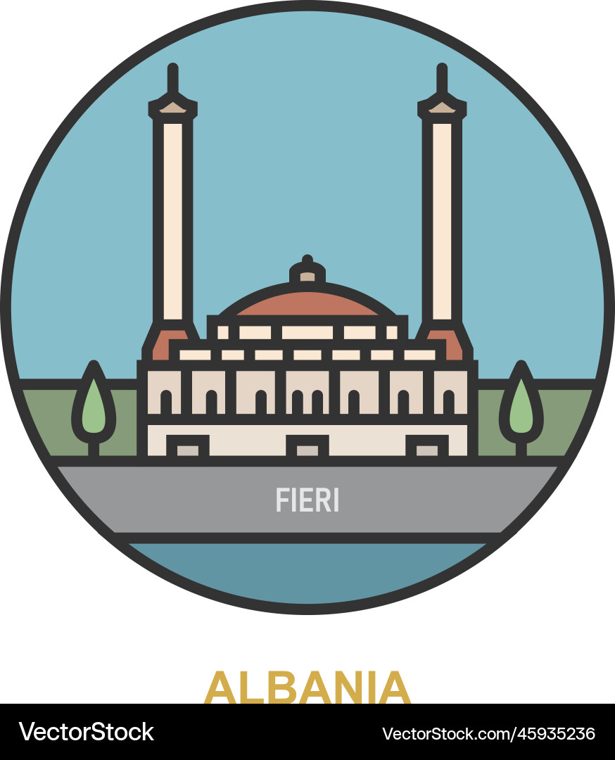 Fieri cities and towns in albania Royalty Free Vector Image