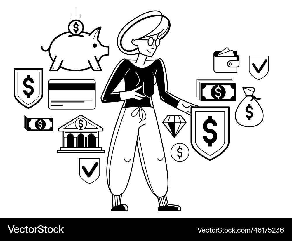 Financial protection and security outline bank Vector Image
