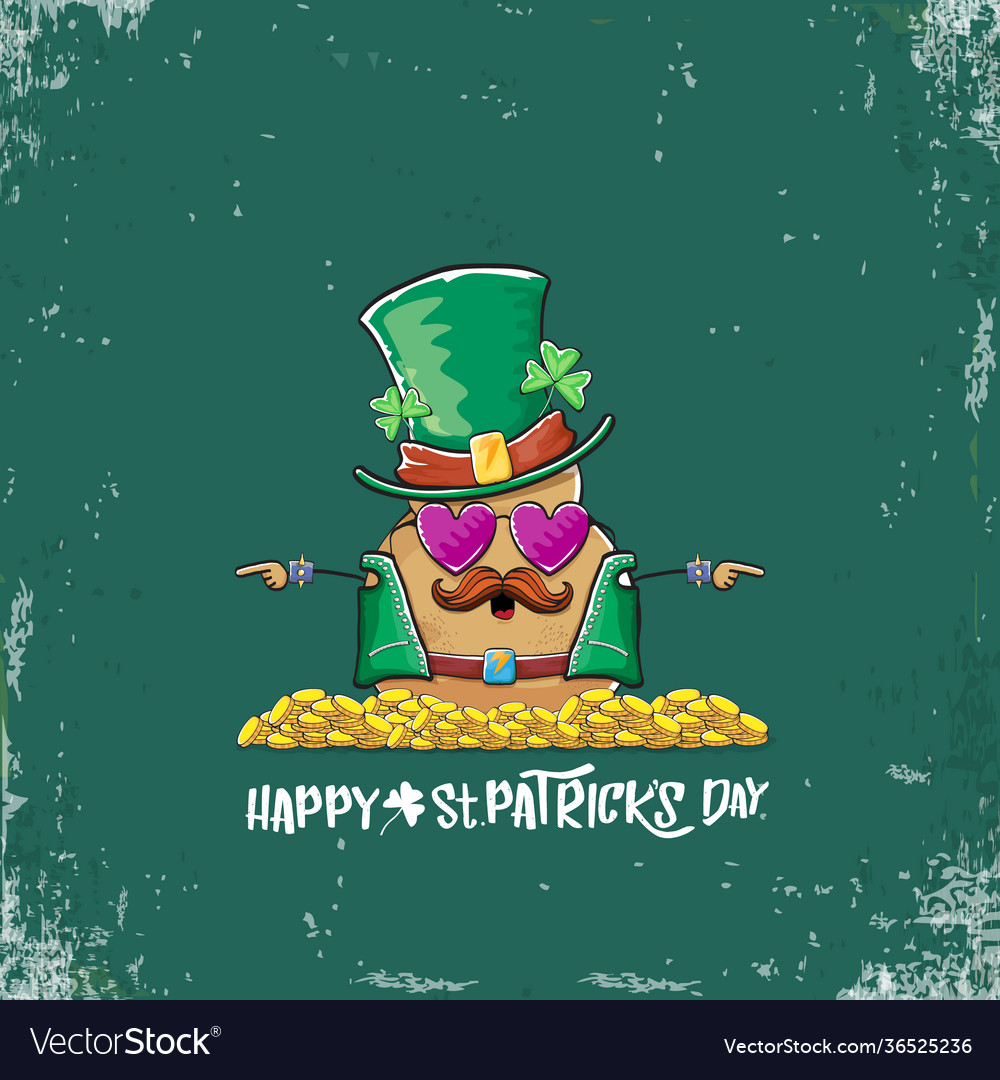 Happy Saint Patricks Day Greeting Card With Funky Vector Image