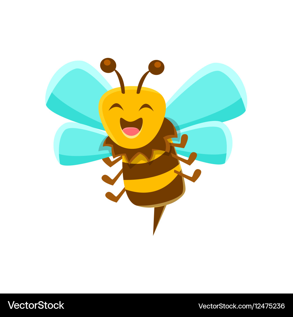 Laughing bee mid air with sting natural honey Vector Image