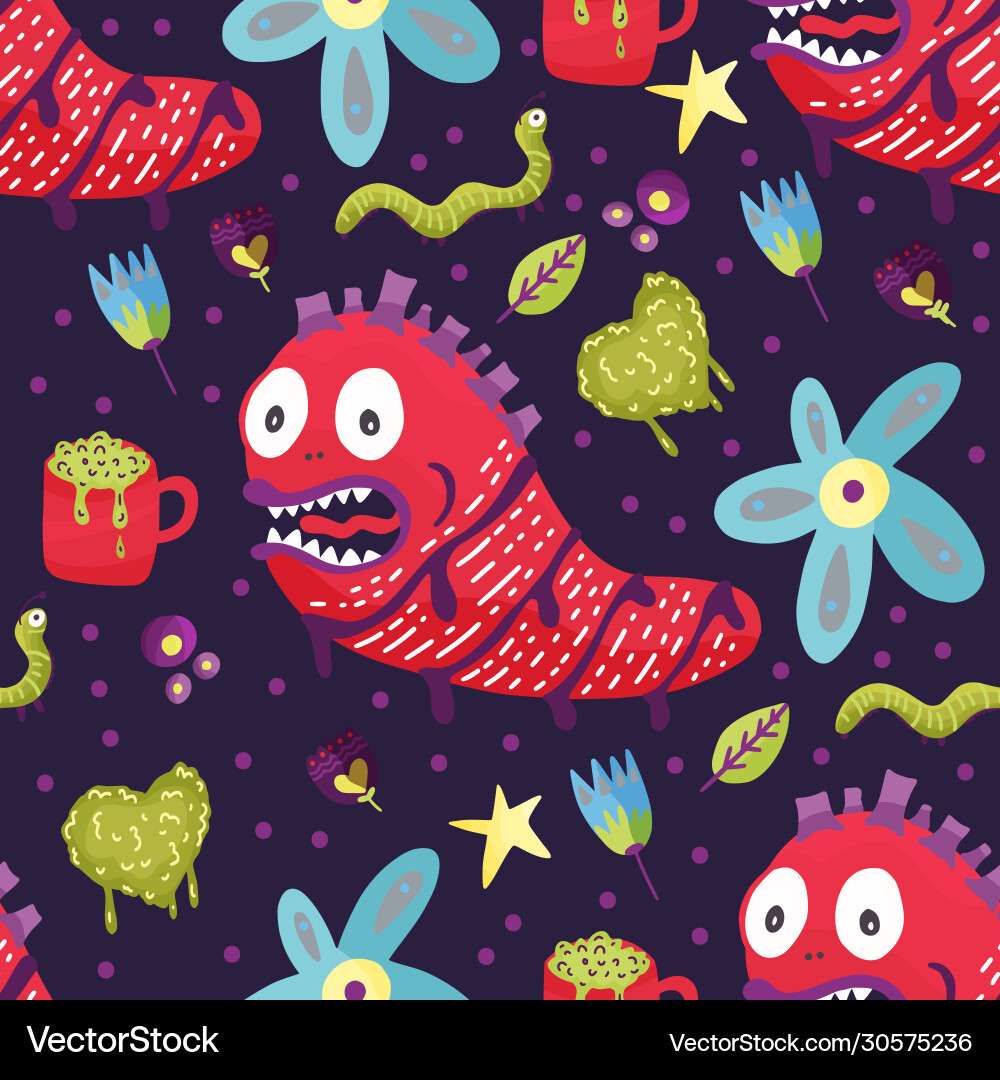 Monster seamless pattern Royalty Free Vector Image