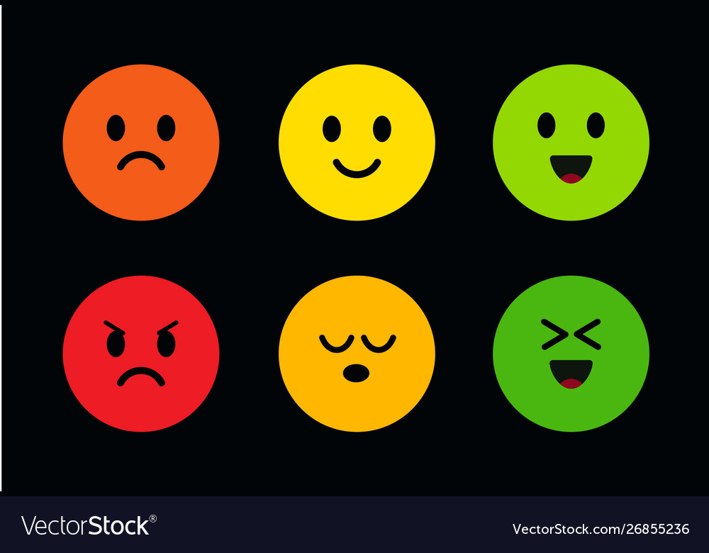 Multi-colored round cute faces with different Vector Image