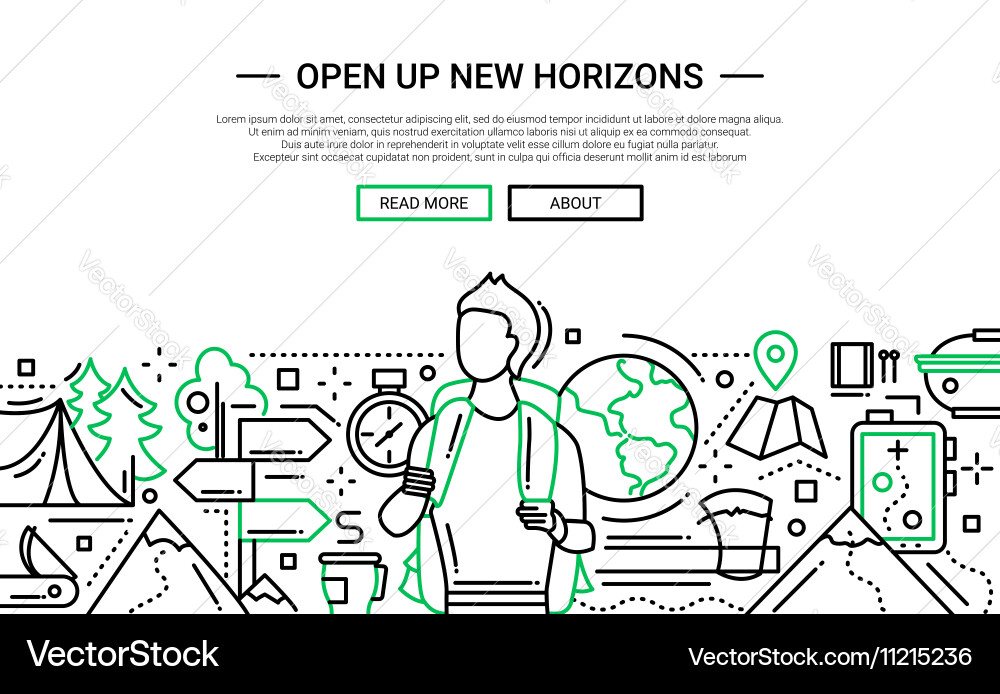 Open Up New Horizons - line design website banner Vector Image
