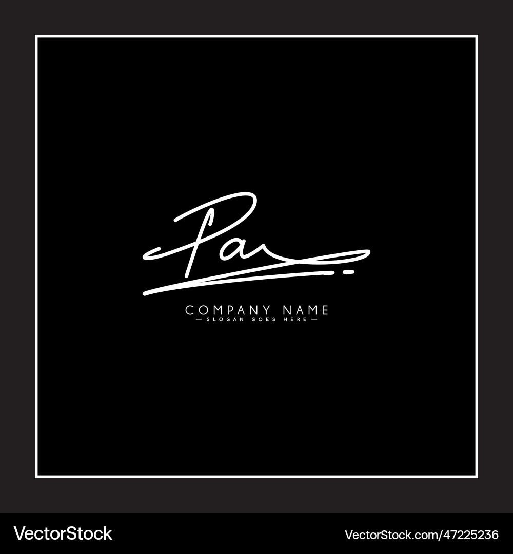 Pa signature logo - handwritten template Vector Image