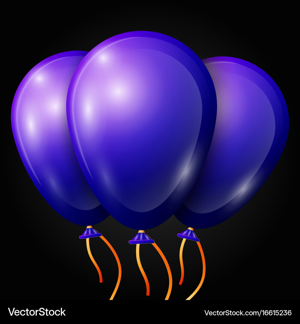 Realistic blue balloons with ribbon isolated Vector Image