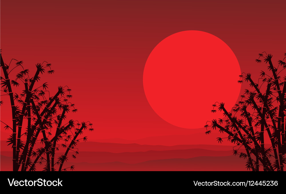 Red Bamboo Landscape Royalty Free Vector Image