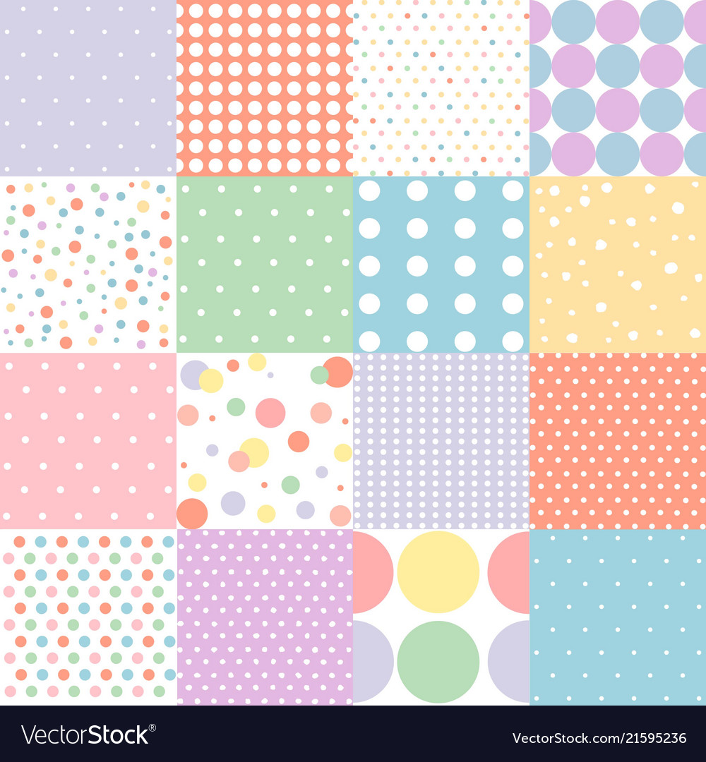 Set of seamless dots pattern in pastel colors Vector Image