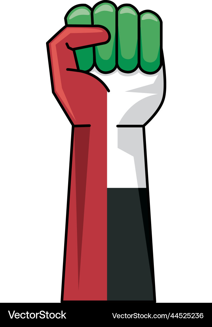 Uae flag in hand fist Royalty Free Vector Image
