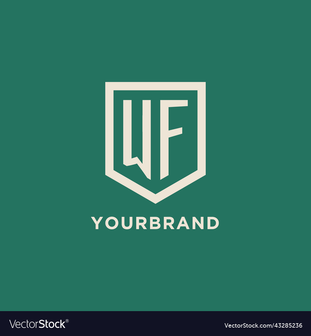 Wf initial logo monogram shield geometric shape Vector Image
