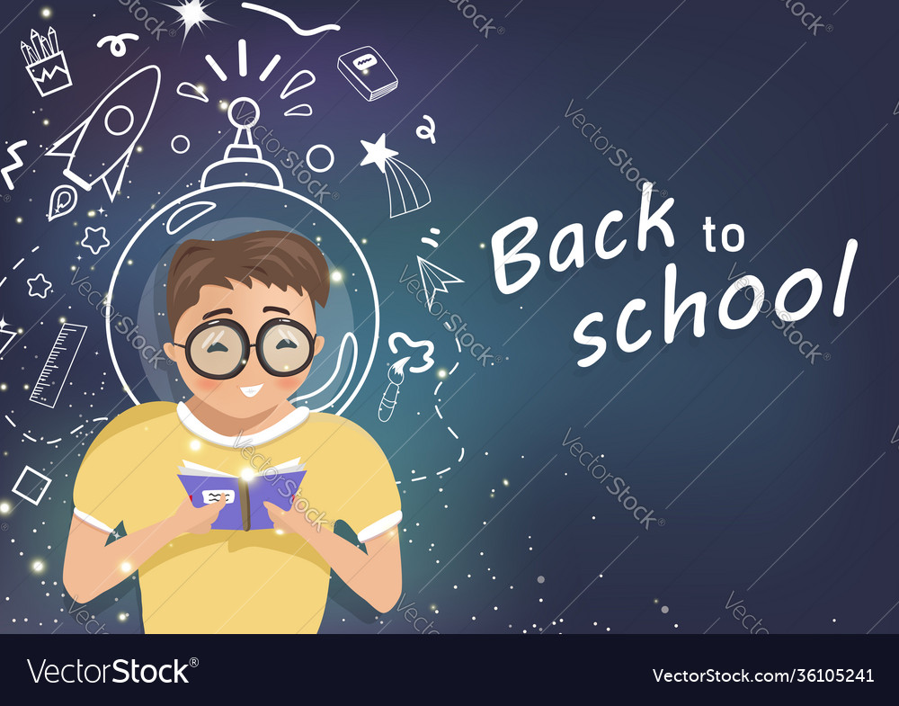 Back to school child with stars dreaming Vector Image