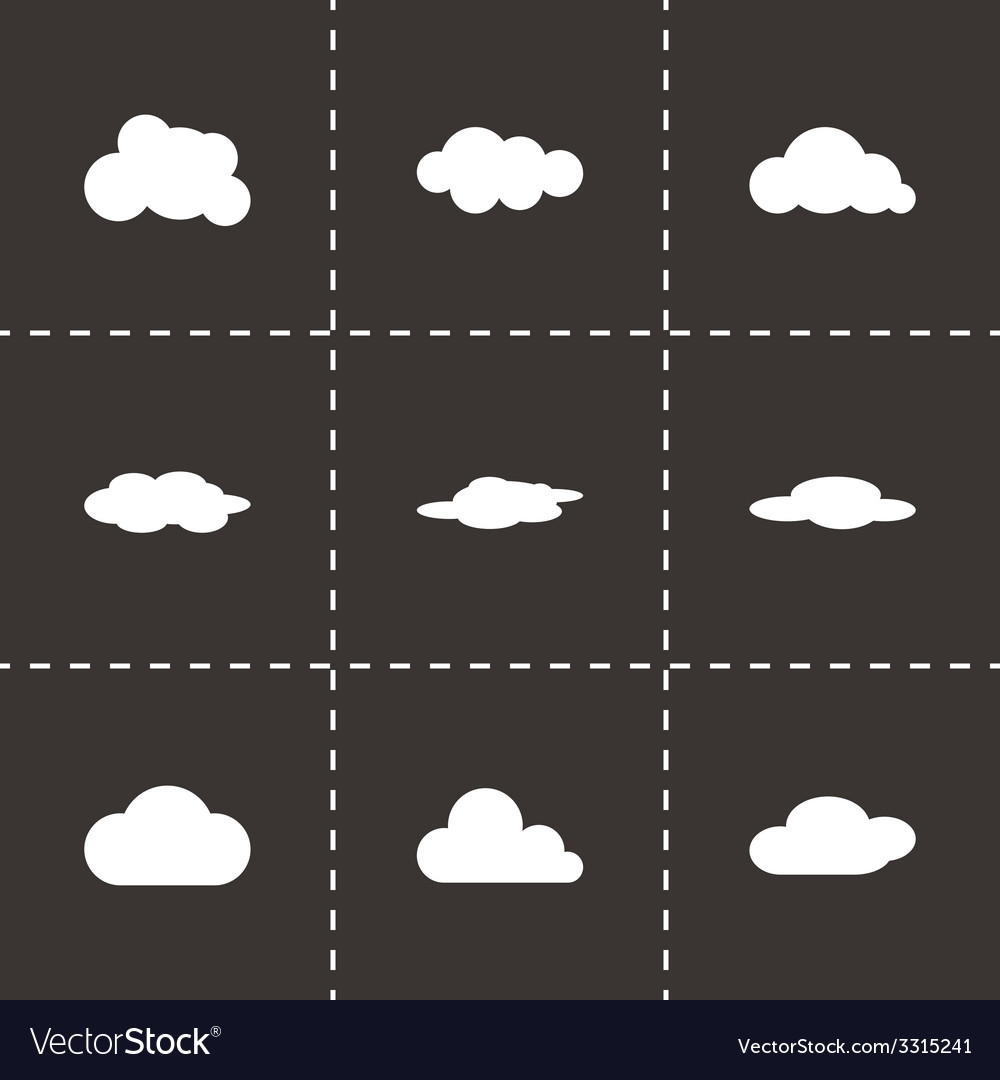 Black cloud icon set Royalty Free Vector Image
