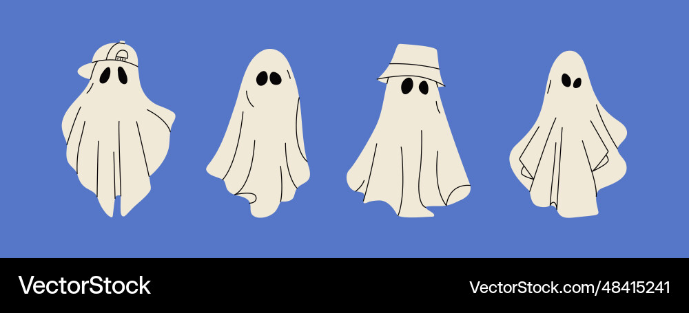 Halloween ghosts cartoon spooky cloth monsters Vector Image