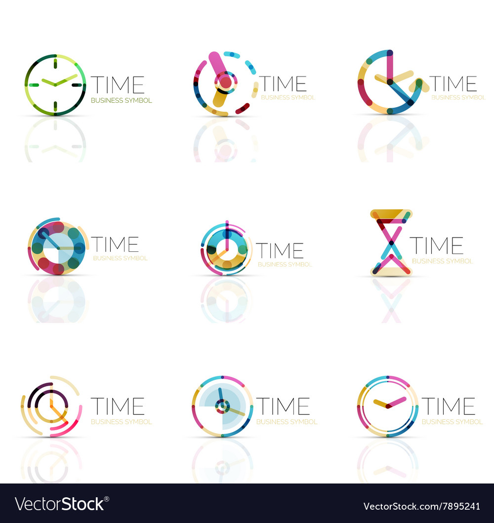 Linear time abstract logo set connected Royalty Free Vector