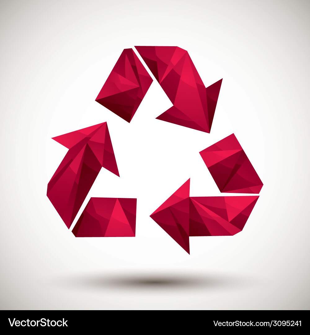 Red recycle geometric icon made in 3d modern style