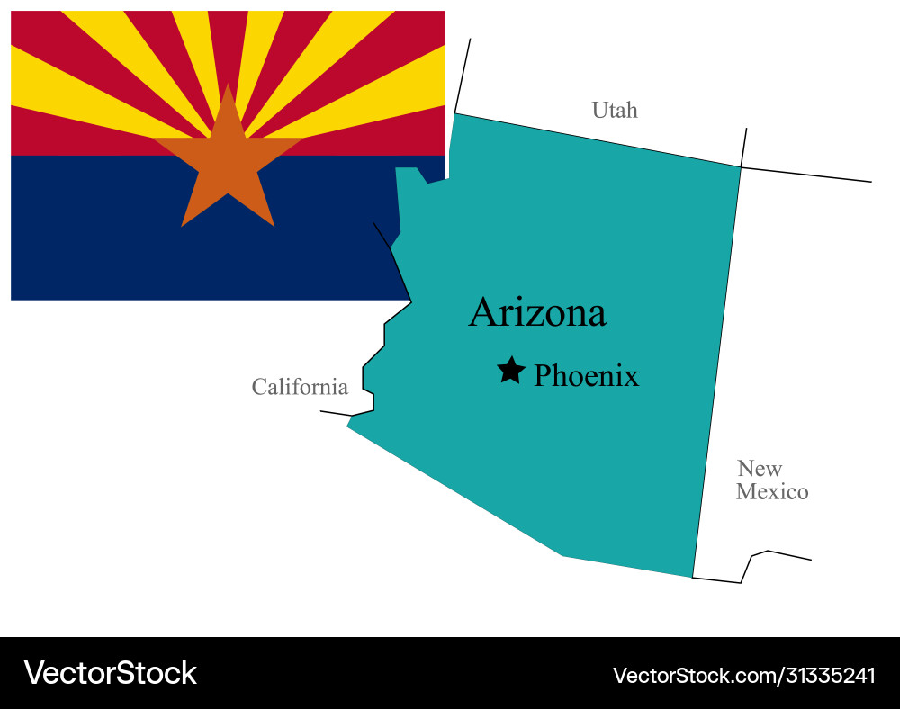 State north arizona usa flag and map Royalty Free Vector