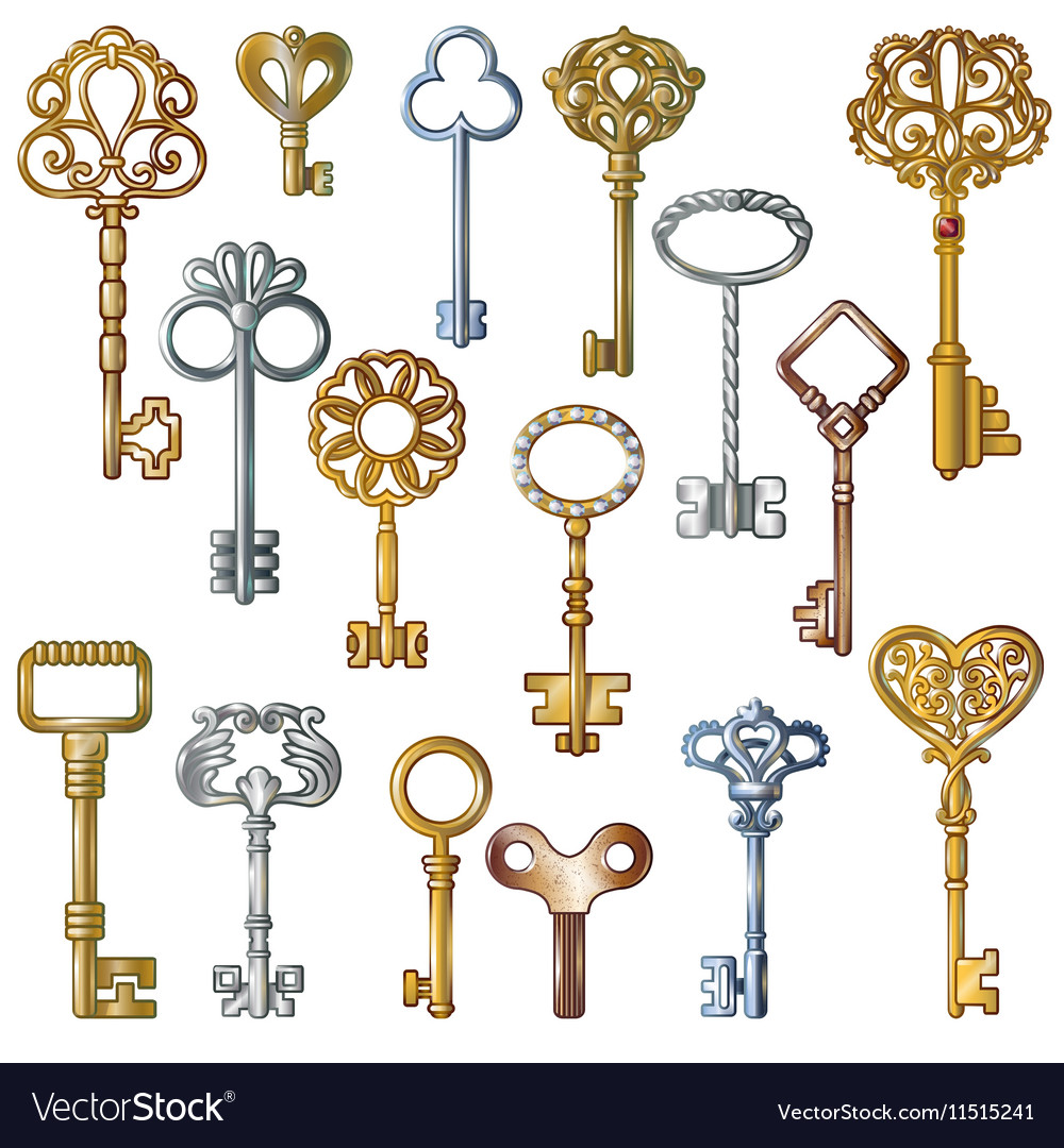 Vintage Keys Set Royalty Free Vector Image - VectorStock