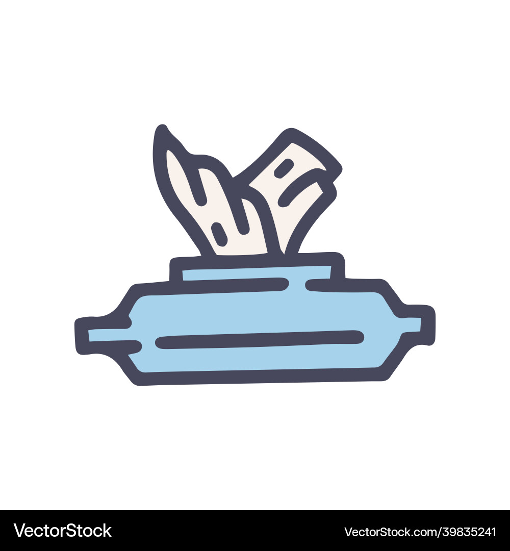 Wet wipes color doodle simple icon Royalty Free Vector Image