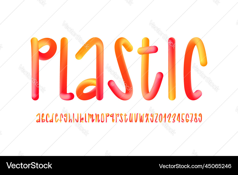 3d flexible neon font tubular plastic alphabet Vector Image