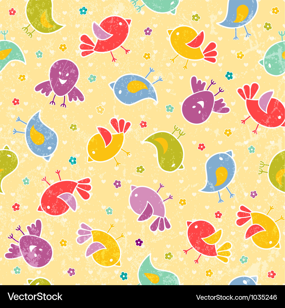 Baby seamless with cute birds Royalty Free Vector Image