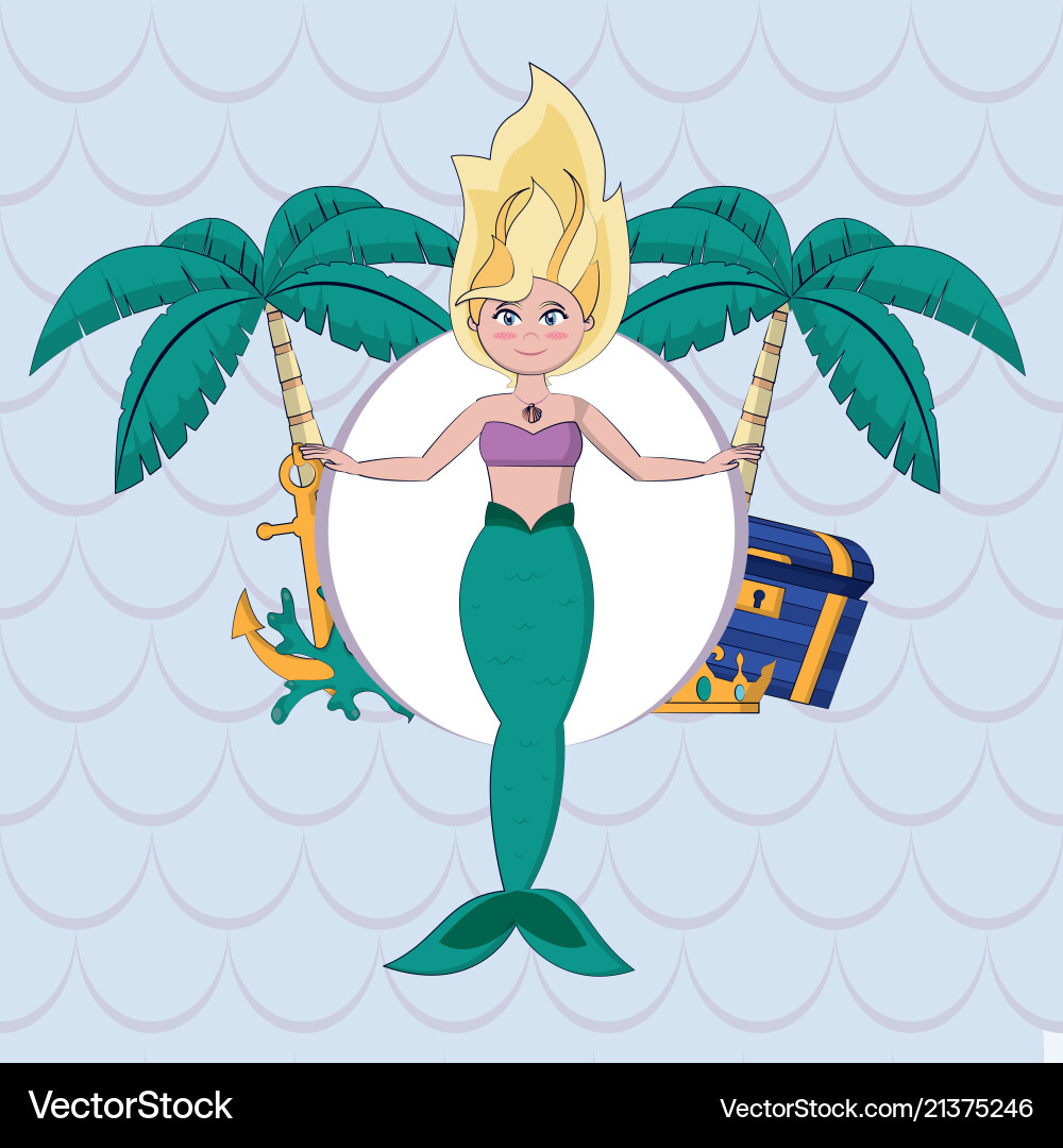Beautiful and magic mermaid cartoon Royalty Free Vector