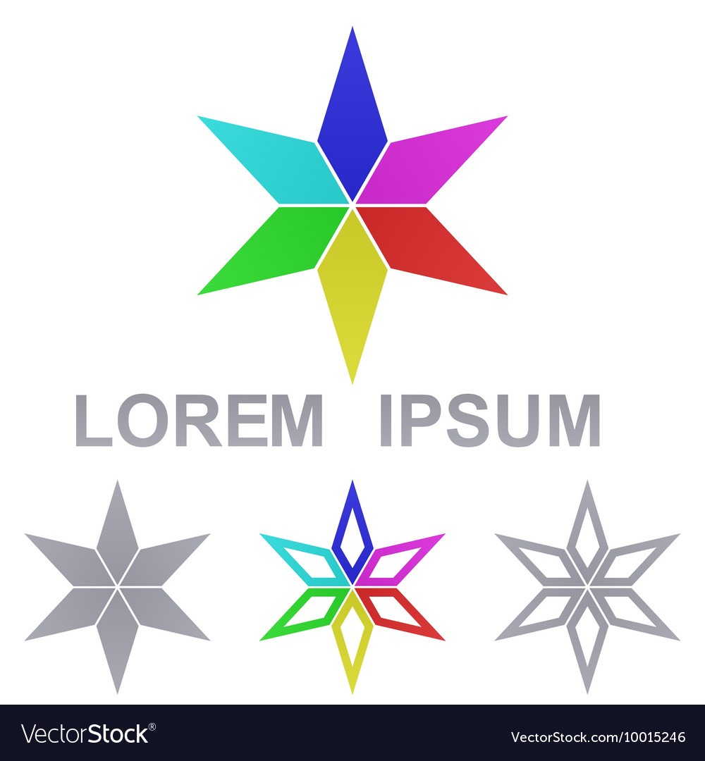 Geometric star logo set Royalty Free Vector Image