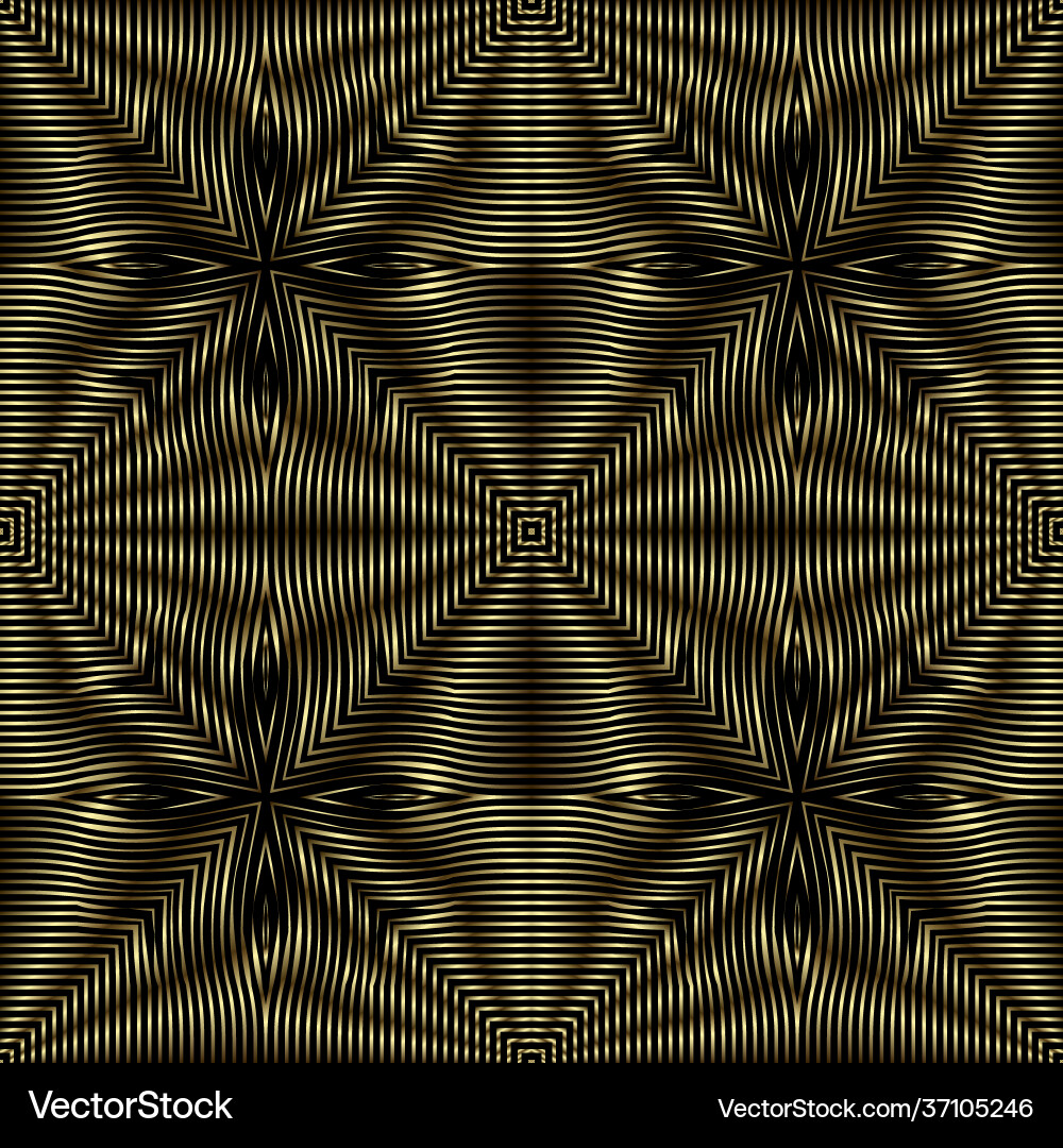 Gold 3d lines seamless pattern textured Royalty Free Vector