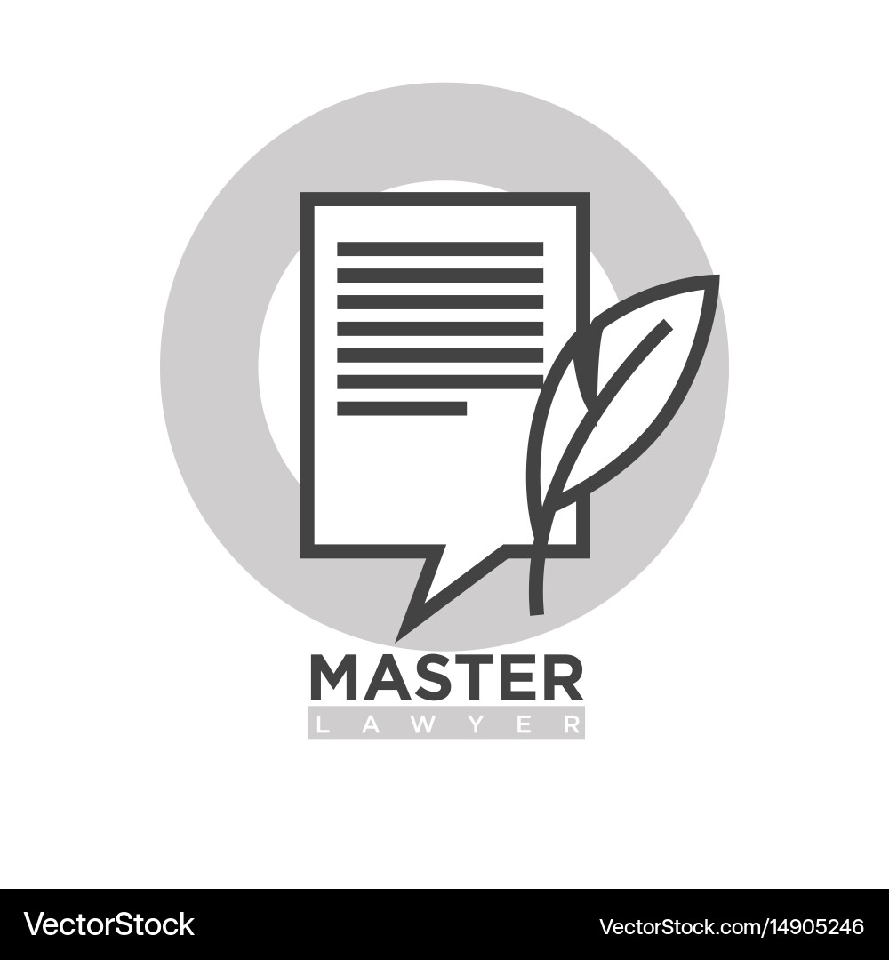 Master lawyer monochrome emblem with paper Vector Image