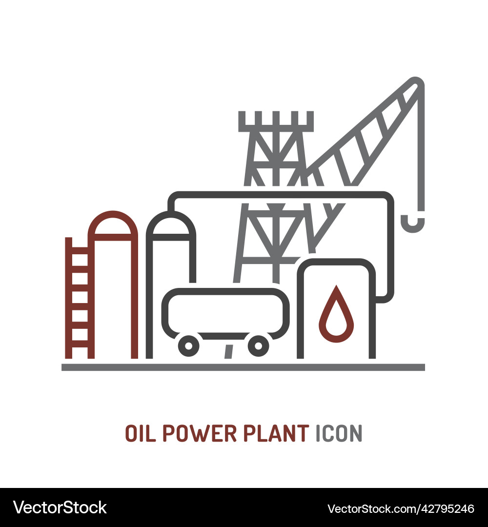 Oil power plant sign icon linear Royalty Free Vector Image