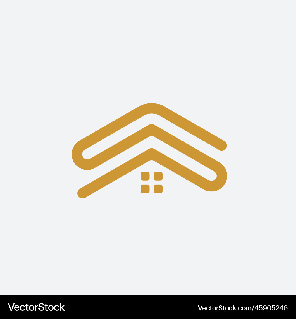 Roof house line logo design Royalty Free Vector Image