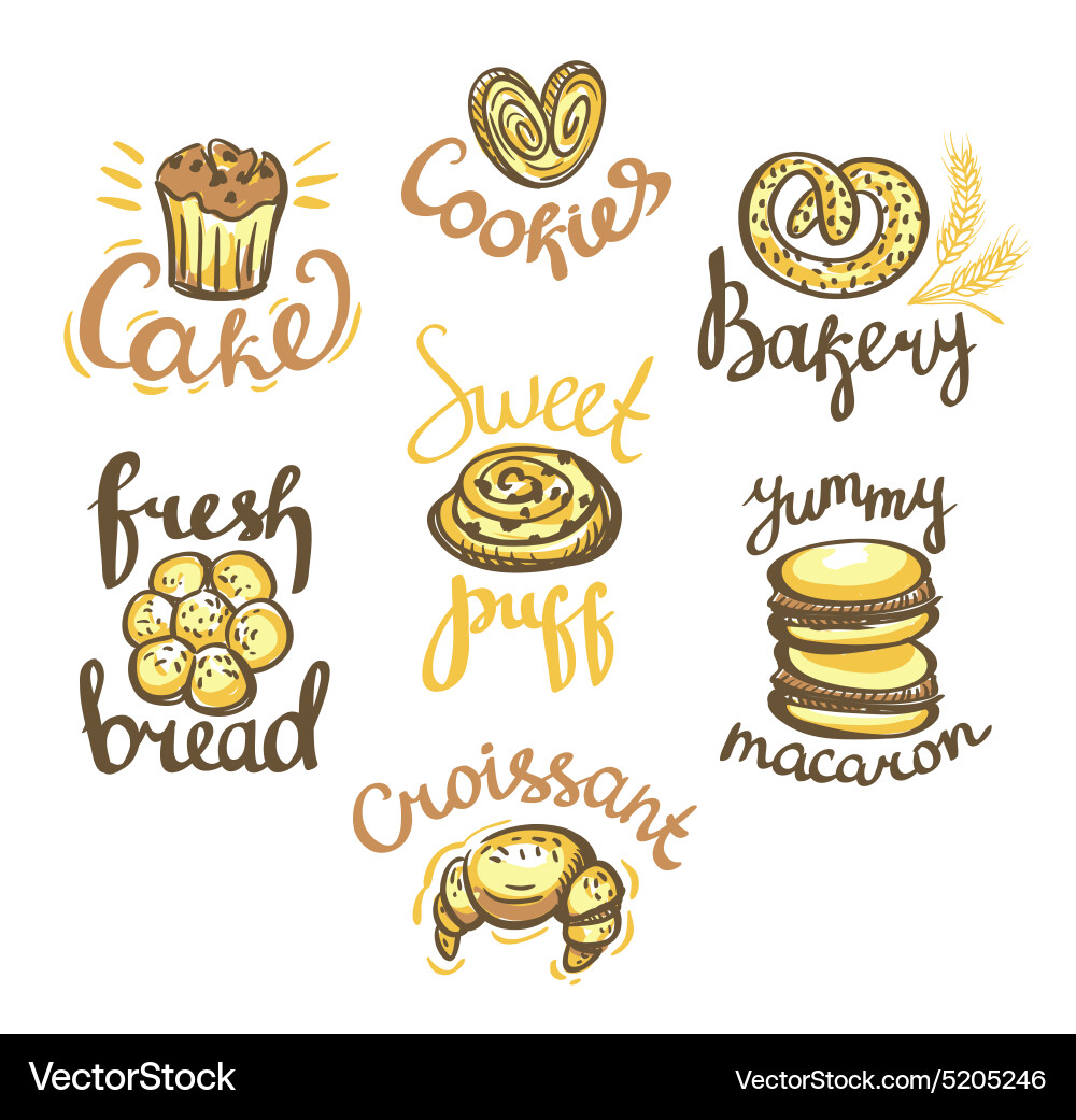 Set of bakery label on white background bakery Vector Image