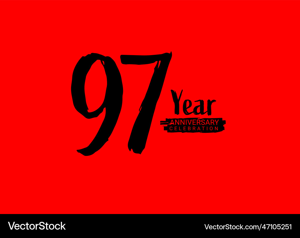97 years anniversary celebration logo on red Vector Image