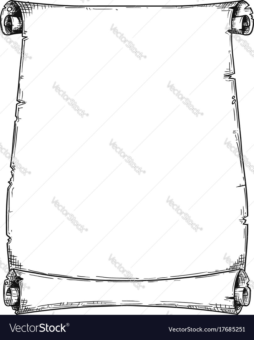 Cartoon drawing empty background scroll Royalty Free Vector