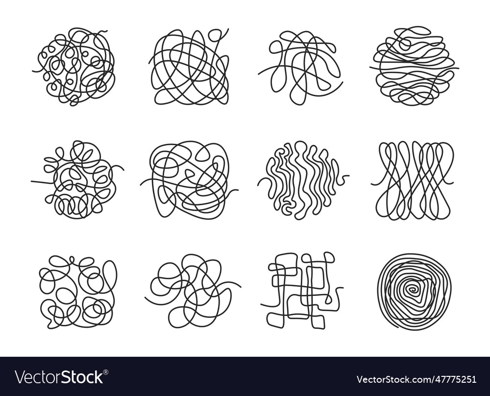 Different thin scribble lines icon set Royalty Free Vector