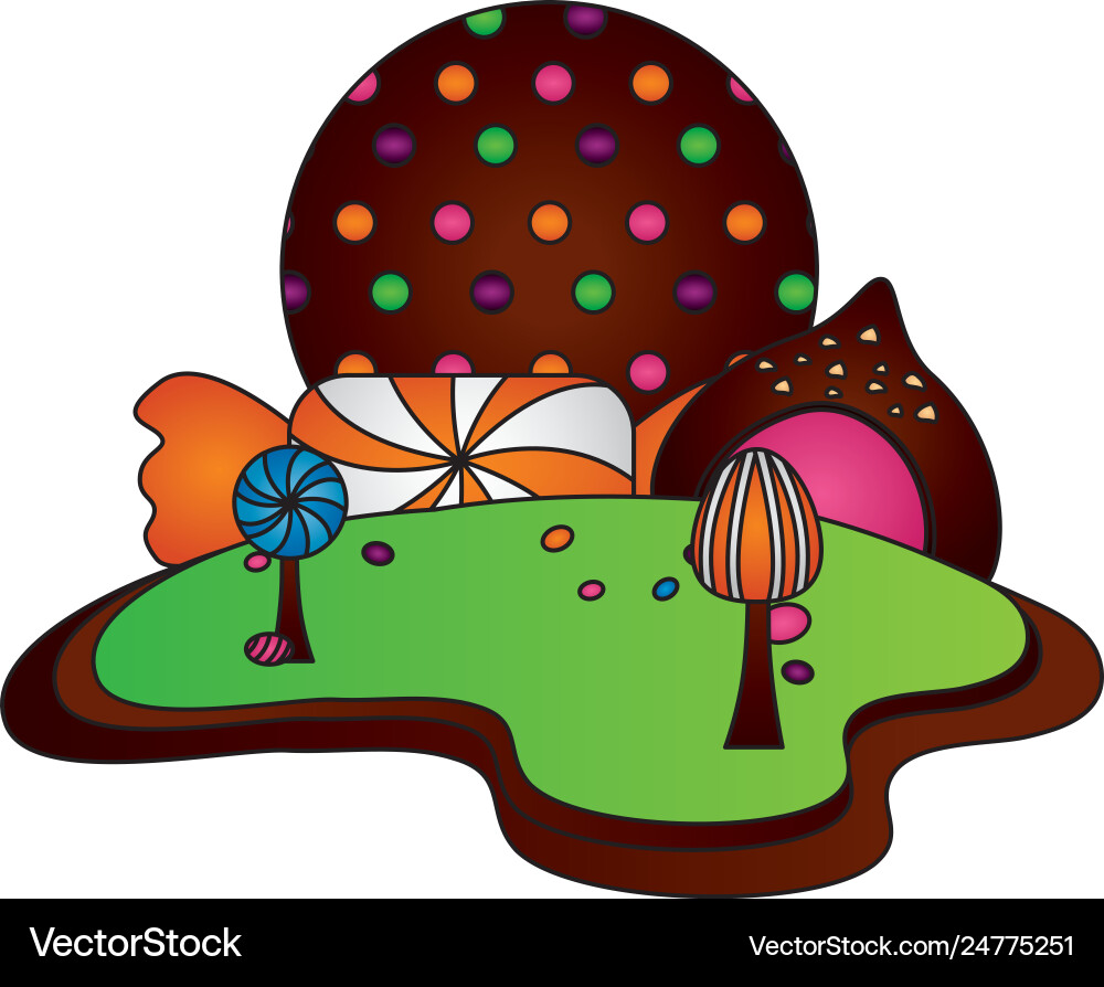 Fantasy sweet candies chocolate landscape Vector Image