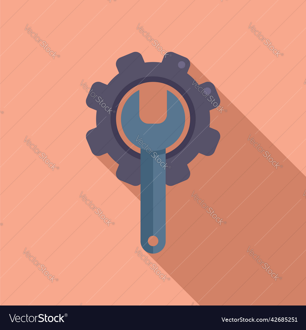 Gear solution key icon flat creative Royalty Free Vector