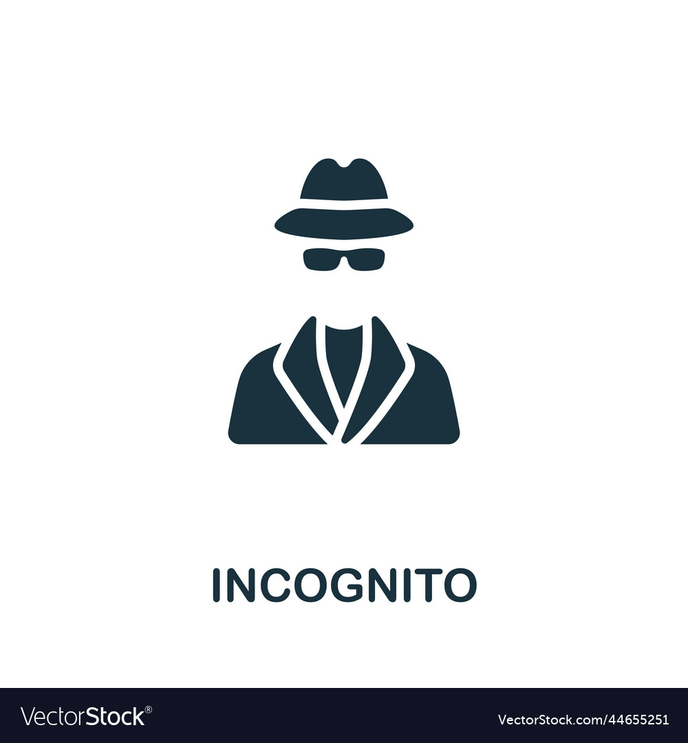 Incognito icon monochrome simple cyber security Vector Image Incognito icon monochrome simple cyber security Vector Image