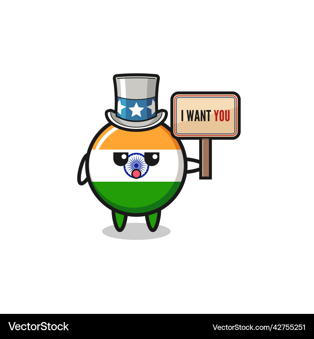 India flag cartoon as uncle sam holding Royalty Free Vector