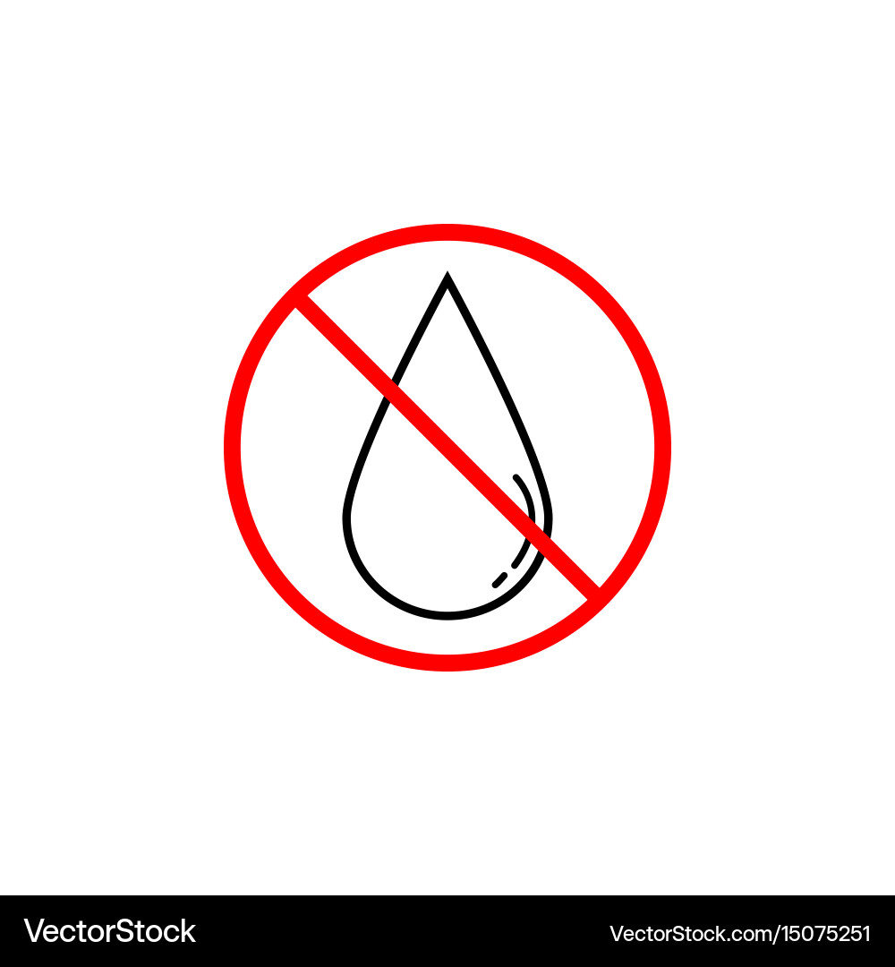 No water drop line icon prohibition sign Vector Image