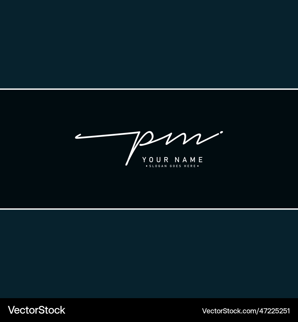 Pm handwritten signature logo - logo template Vector Image