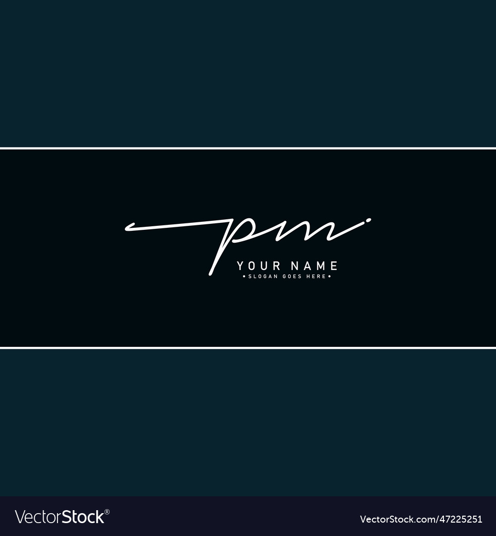 Pm handwritten signature logo - template Vector Image