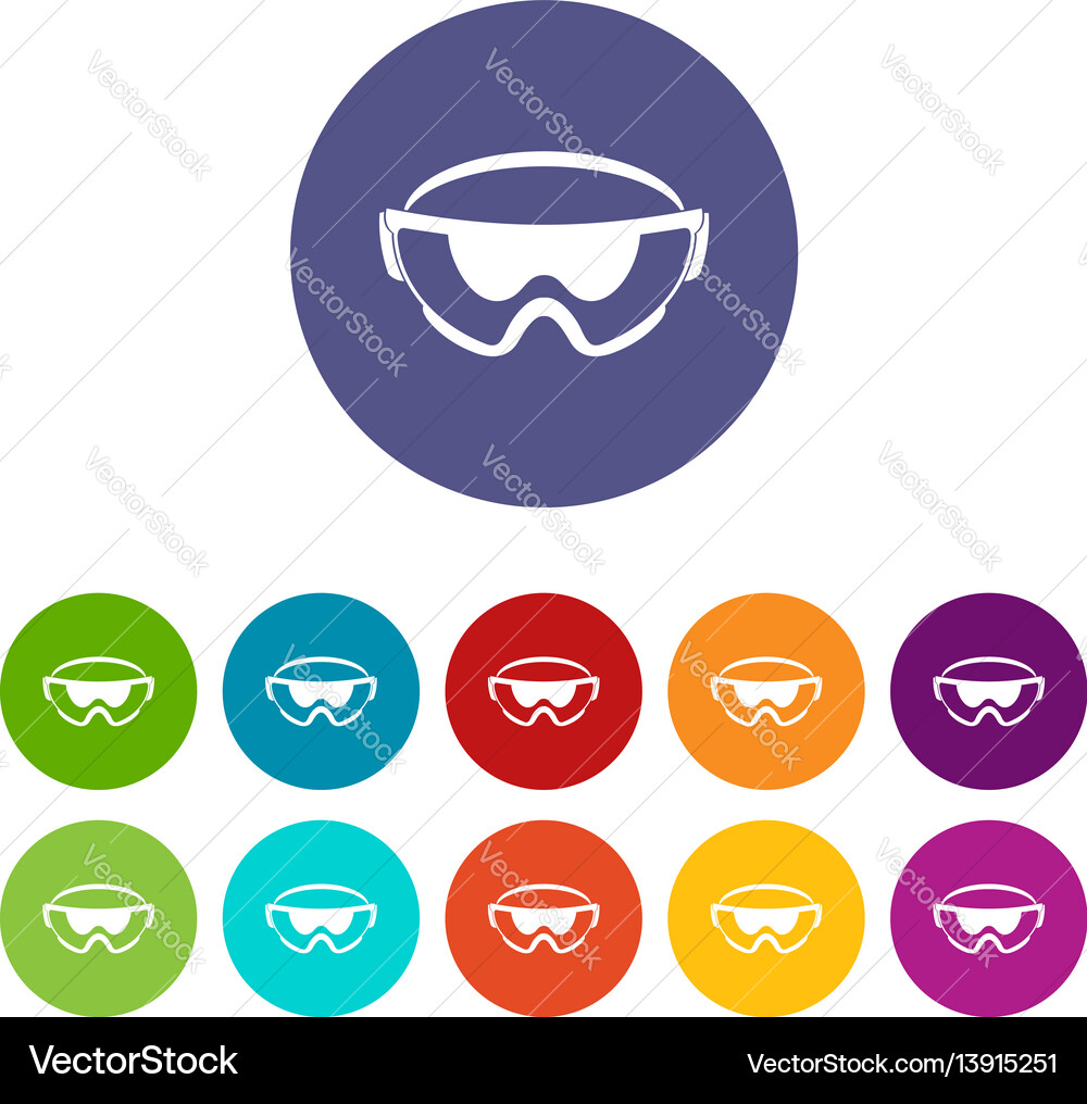 Safety glasses set icons Royalty Free Vector Image