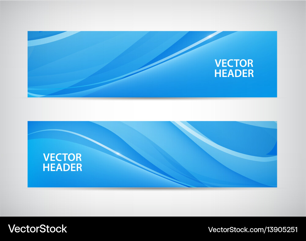 Set of abstract blue wavy headers water Royalty Free Vector